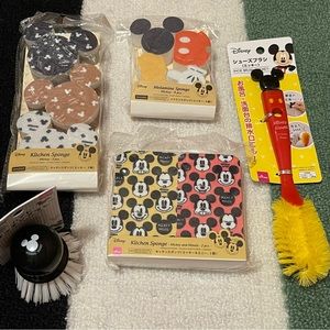 Disney | Kitchen | Disney Daiso Mickey Sponges And Brushes Bundle ...